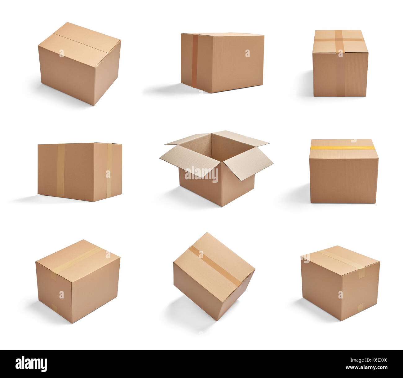 collection of various cardboard boxes on white background Stock Photo ...