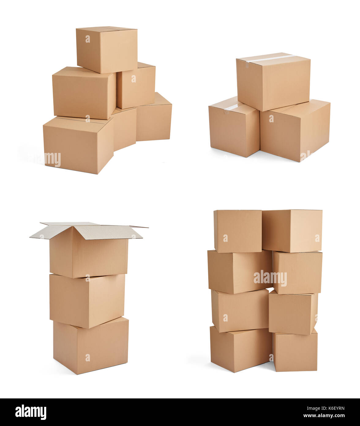 collection of various cardboard boxes on white background Stock Photo ...