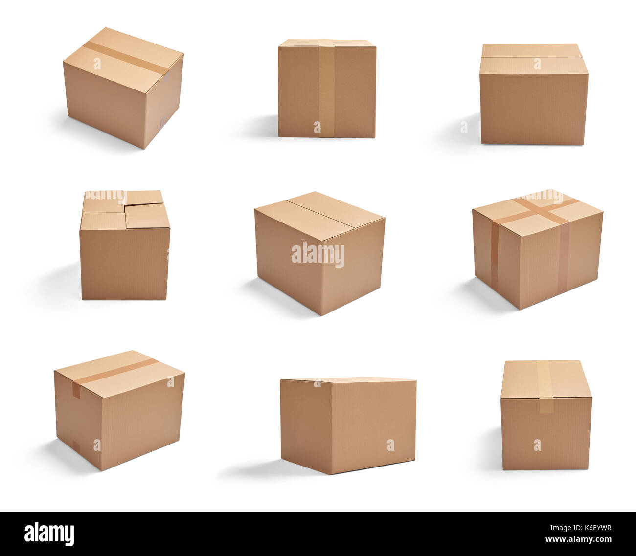 collection of various cardboard boxes on white background Stock Photo ...