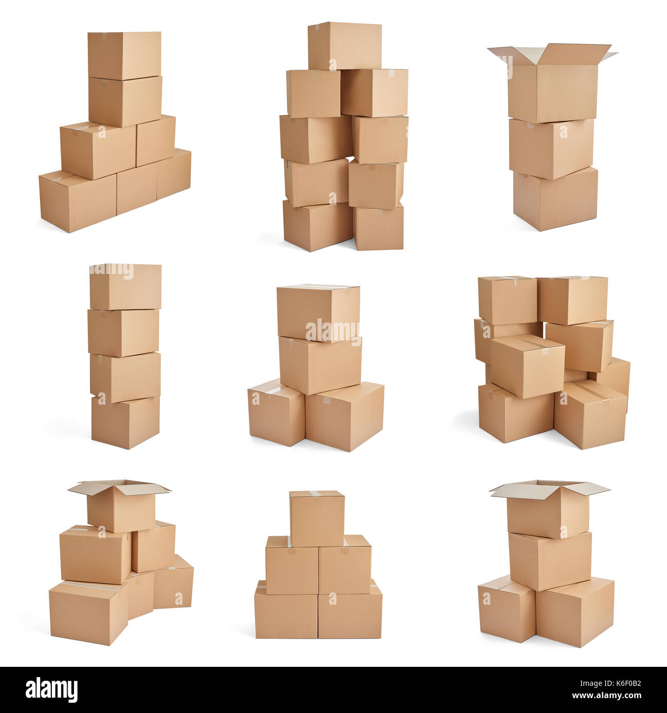 collection of various cardboard boxes on white background Stock Photo ...