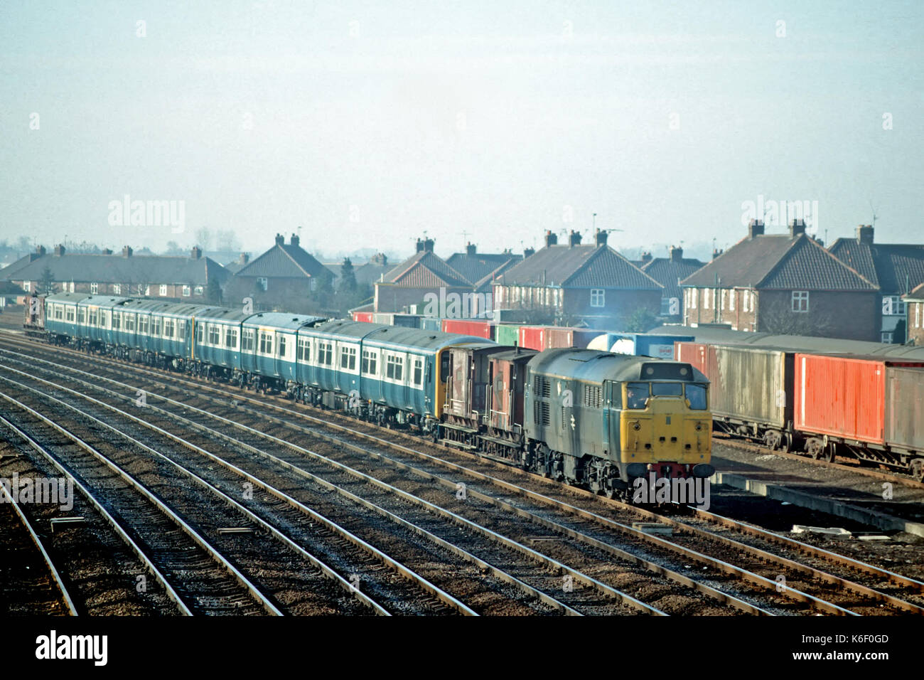 Class 31 locomotive returning new-build electric units to York ...