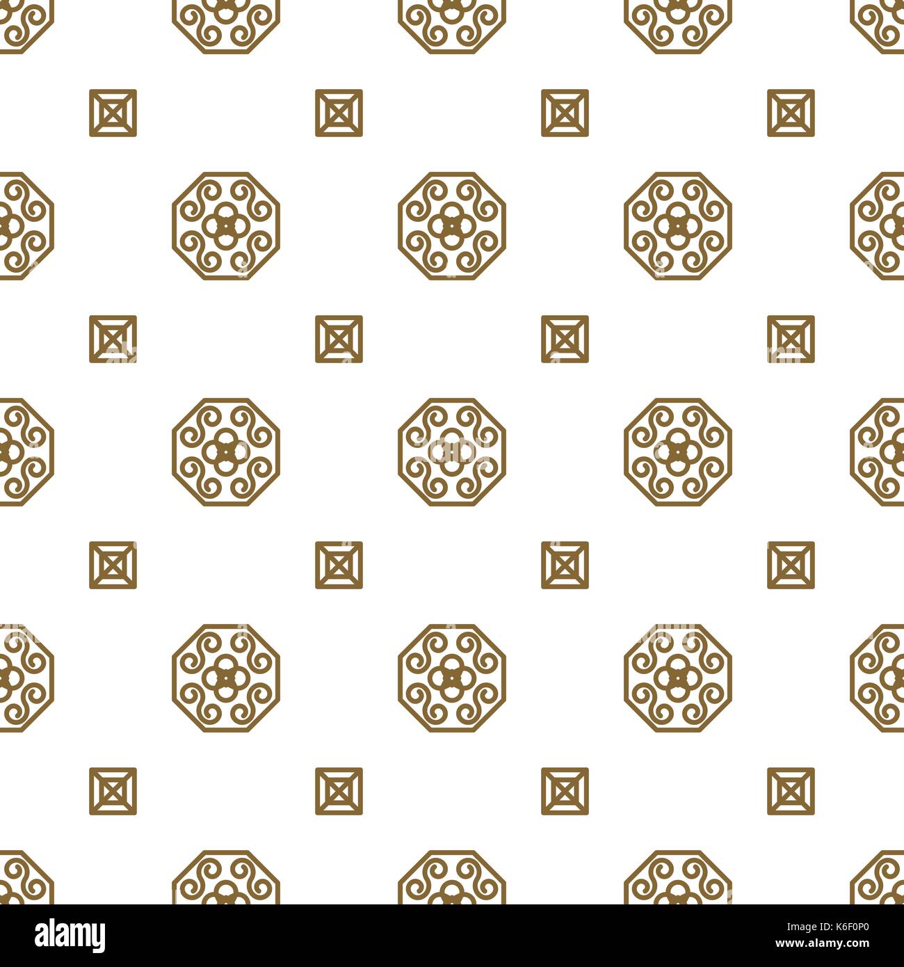 Japan kimono inspired vector seamless pattern in gold line color style ...