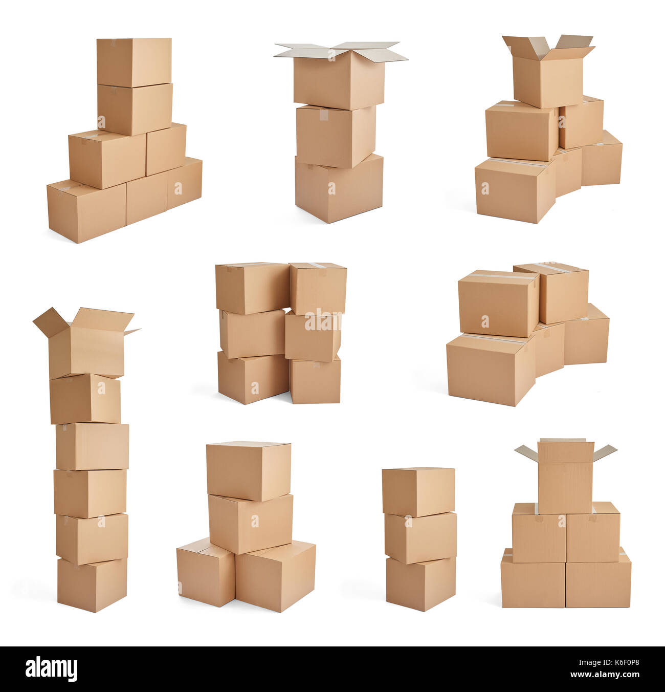 collection of various cardboard boxes on white background Stock Photo ...