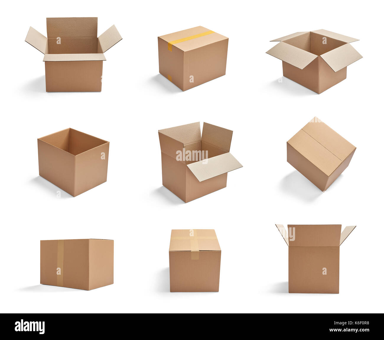 collection of various cardboard boxes on white background Stock Photo ...
