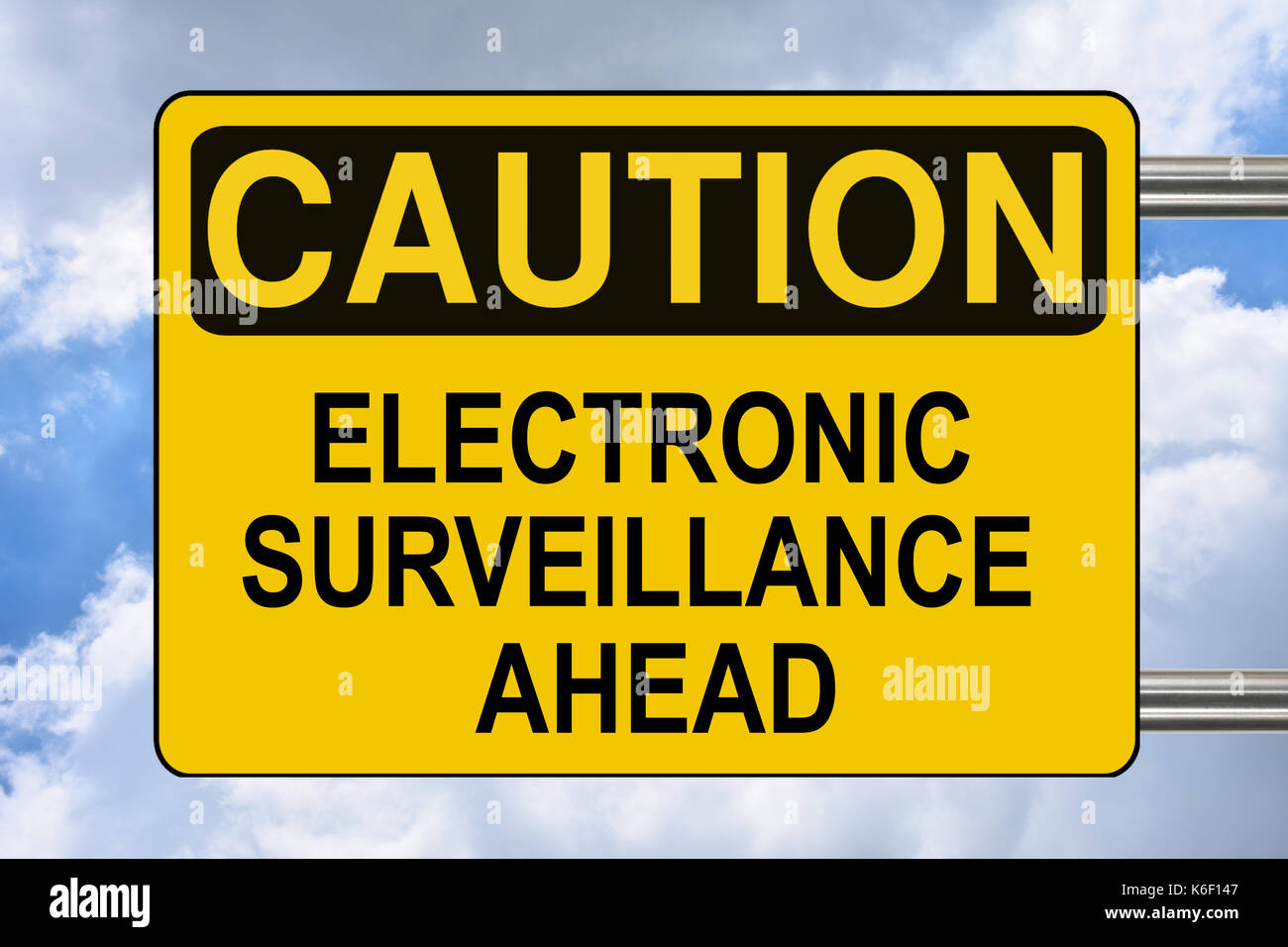 Electronic surveillance ahead, road warning sign Stock Photo - Alamy