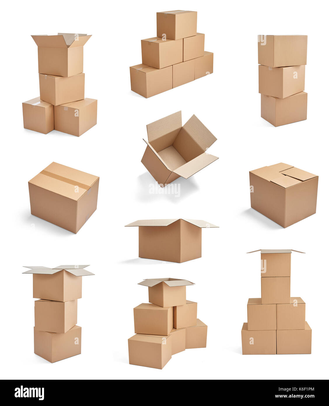 collection of various cardboard boxes on white background Stock Photo ...