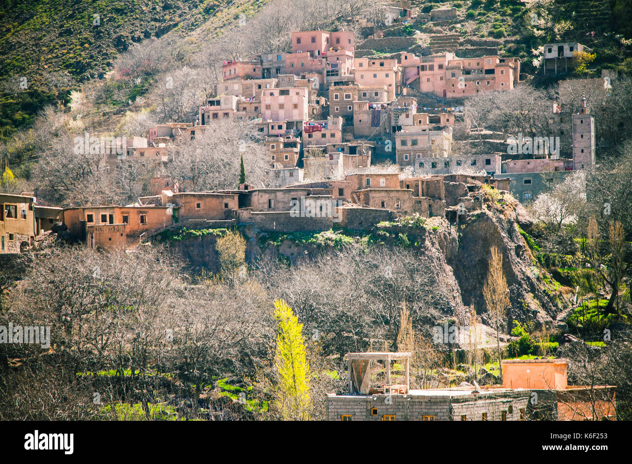 view of berber village in the atlas mountains of Morocco Stock Photo ...