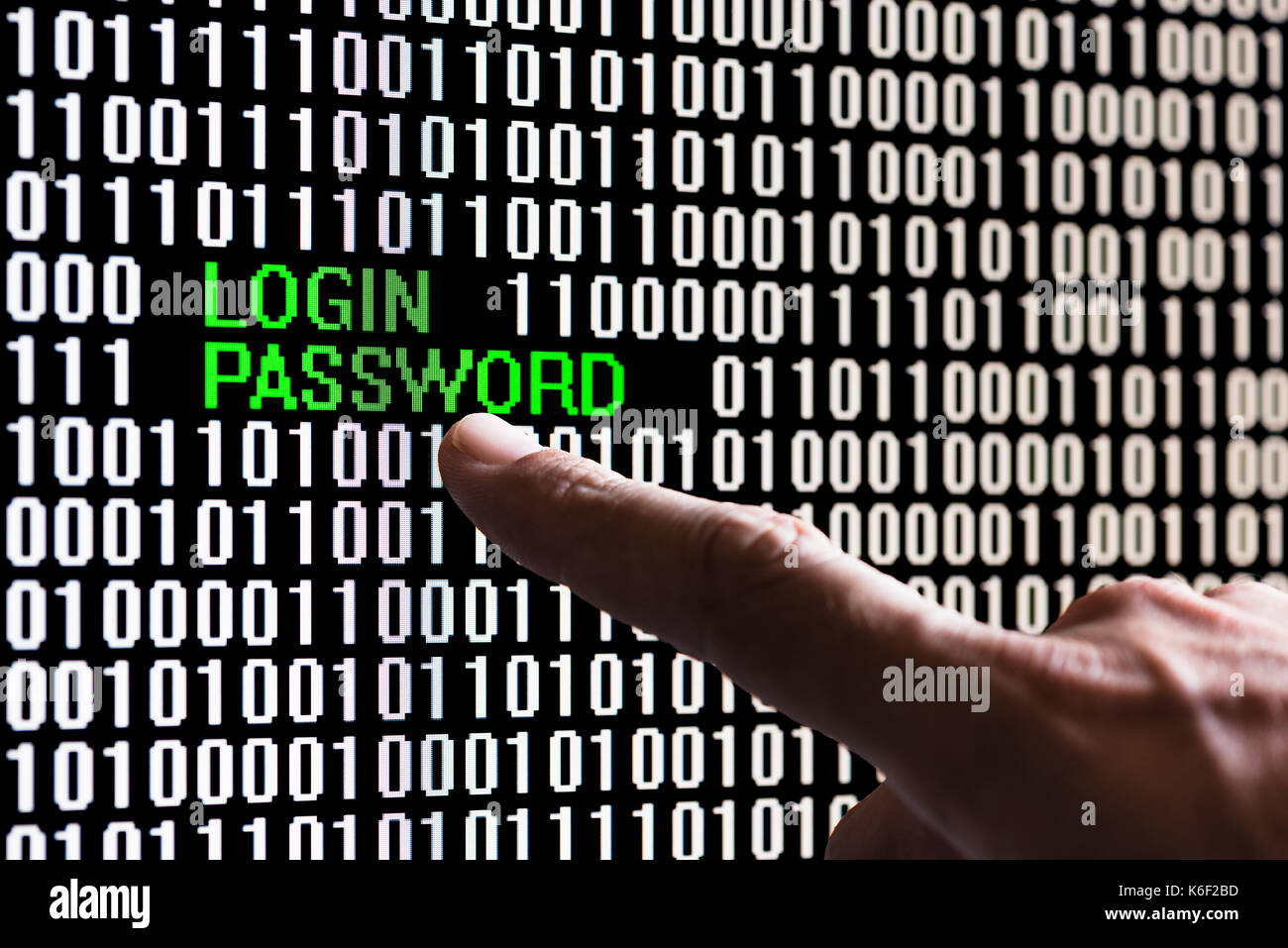 Finger pointing login password Stock Photo - Alamy