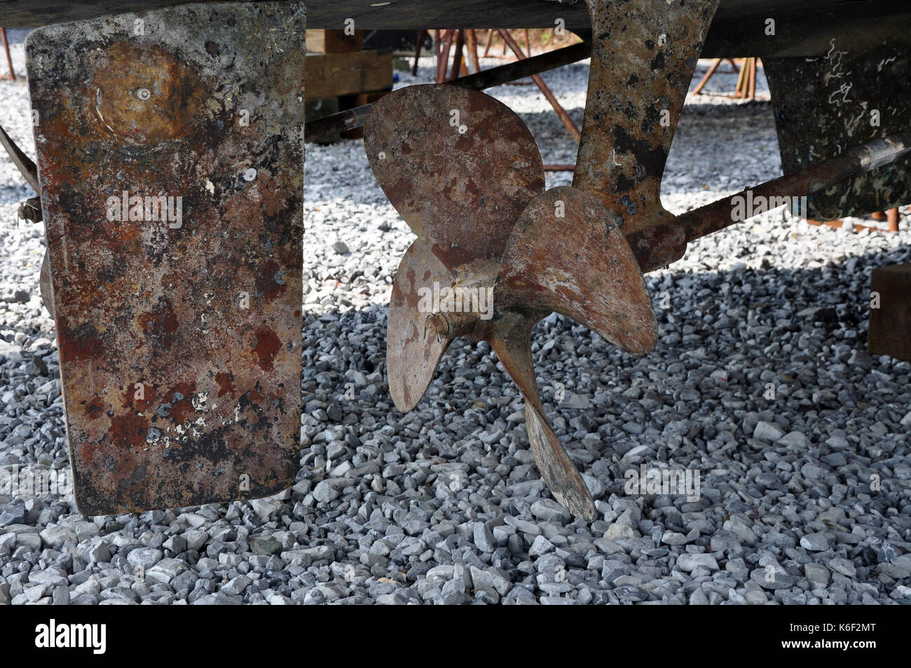 Rusty Rudder and Boat Propeller Stock Photo - Alamy