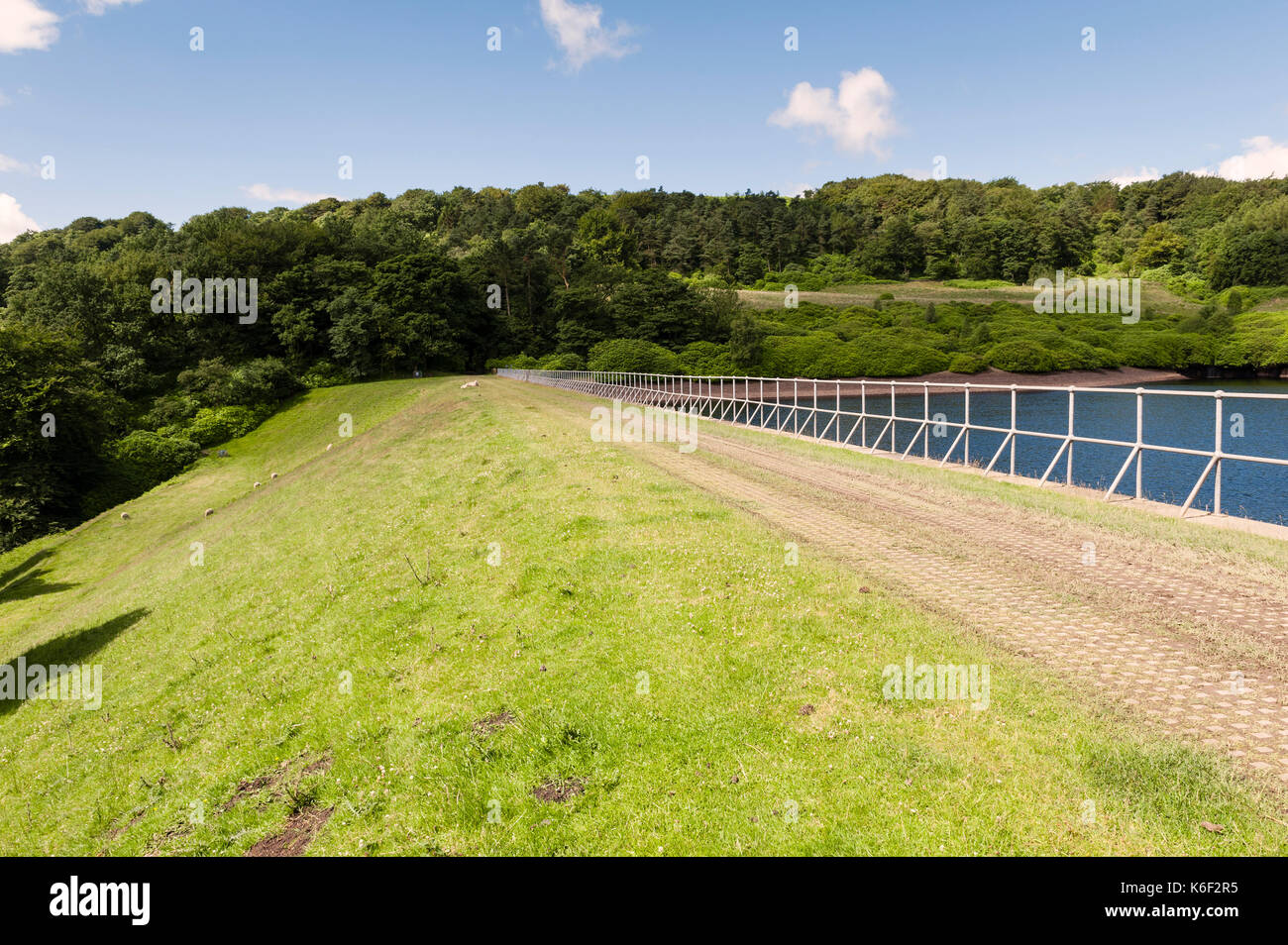 The earth dam at Lower Dean Head reservoir, Calderdale, West Yorkshire ...