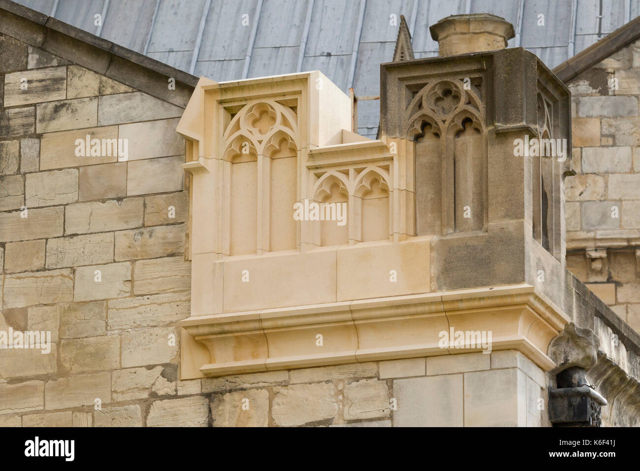 New masonry repairs to part of York Minster Stock Photo - Alamy