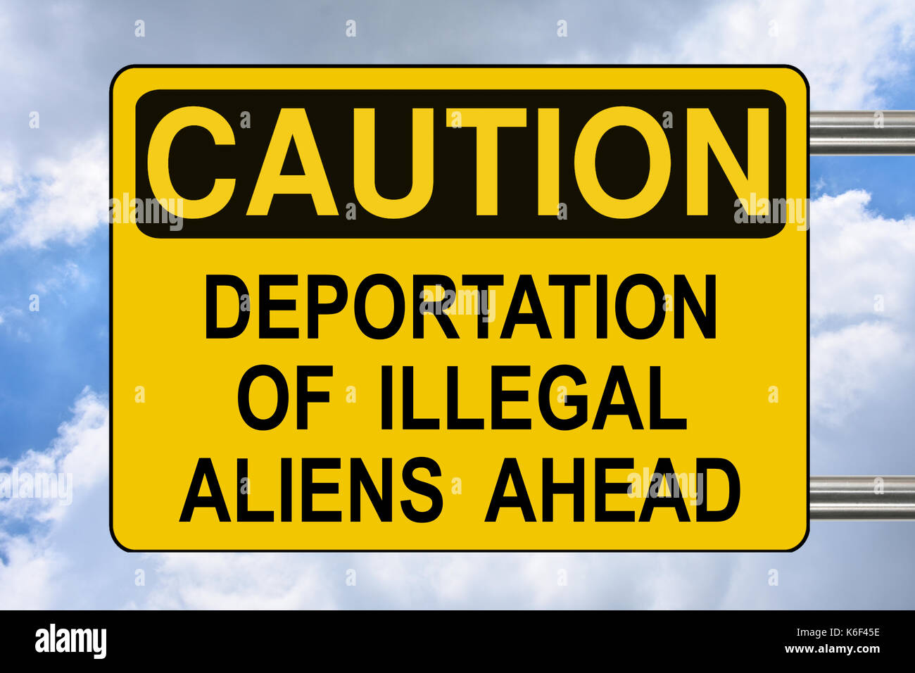 Deportation of illegal aliens ahead, road sign Stock Photo - Alamy