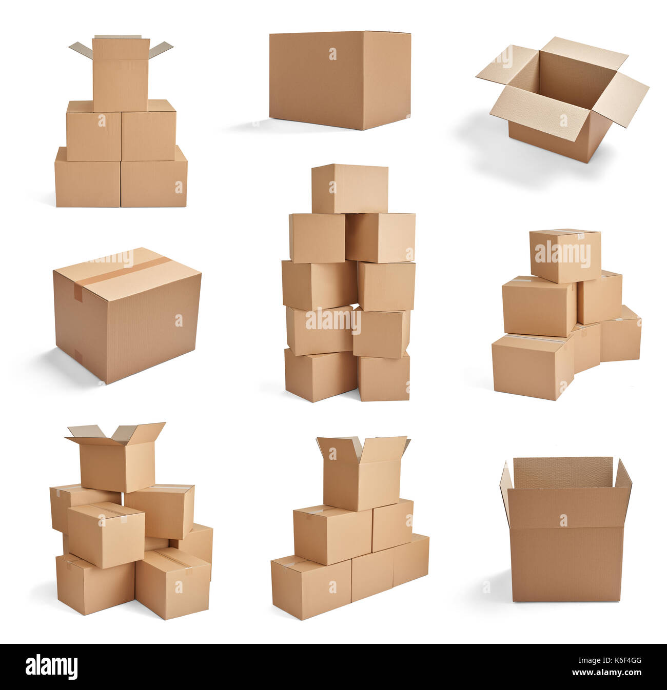 collection of various cardboard boxes on white background Stock Photo ...