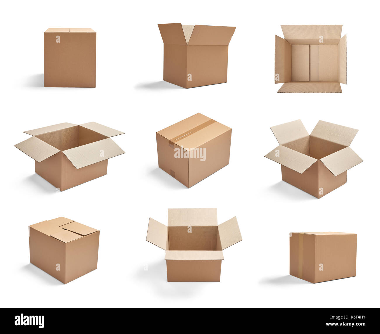 collection of various cardboard boxes on white background Stock Photo ...