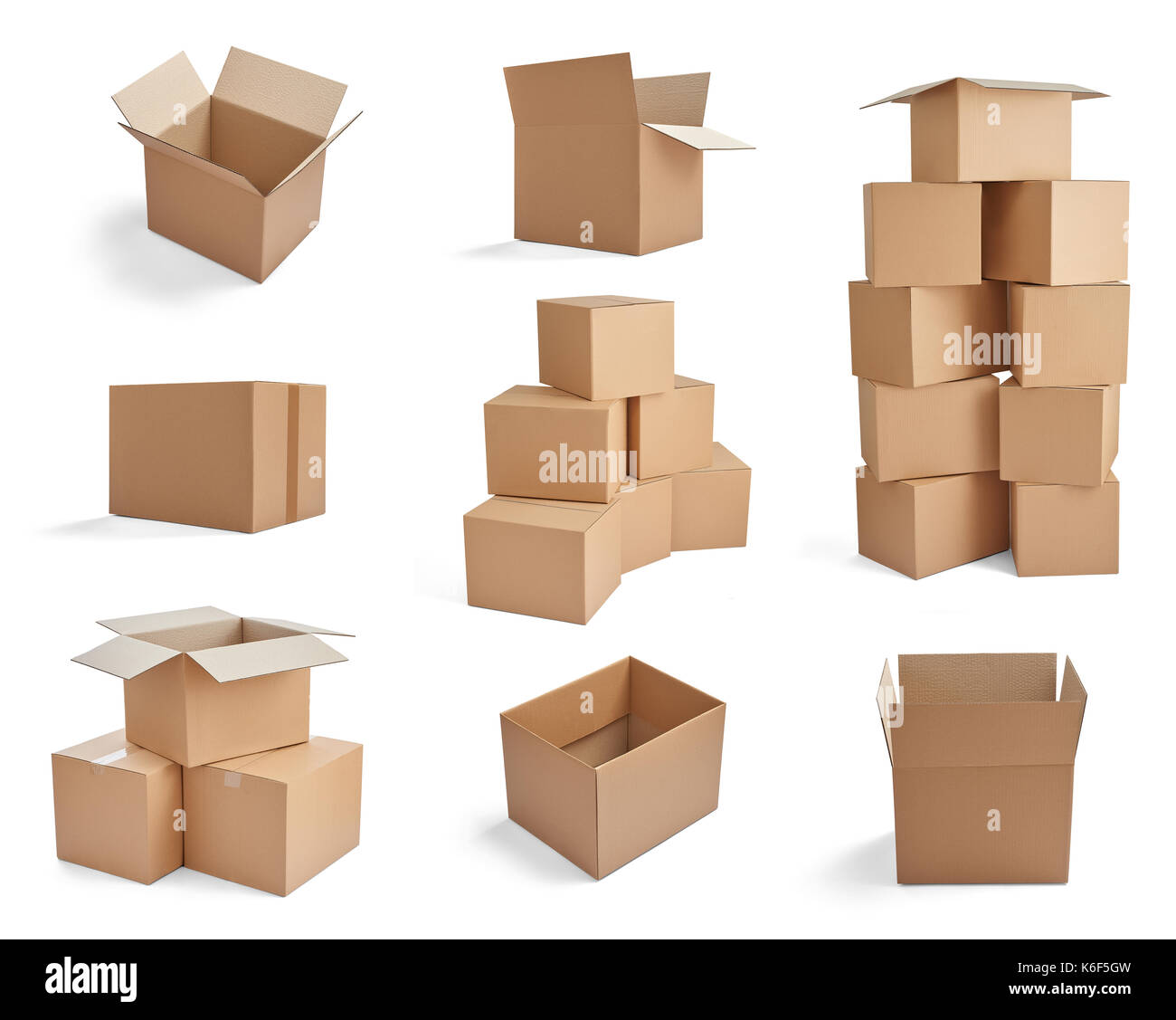 collection of various cardboard boxes on white background Stock Photo ...