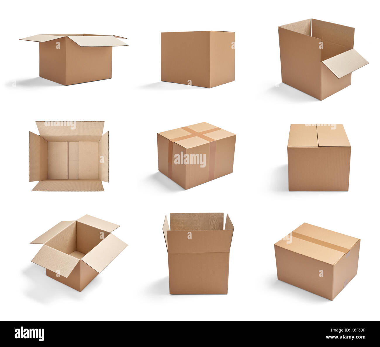 collection of various cardboard boxes on white background Stock Photo ...