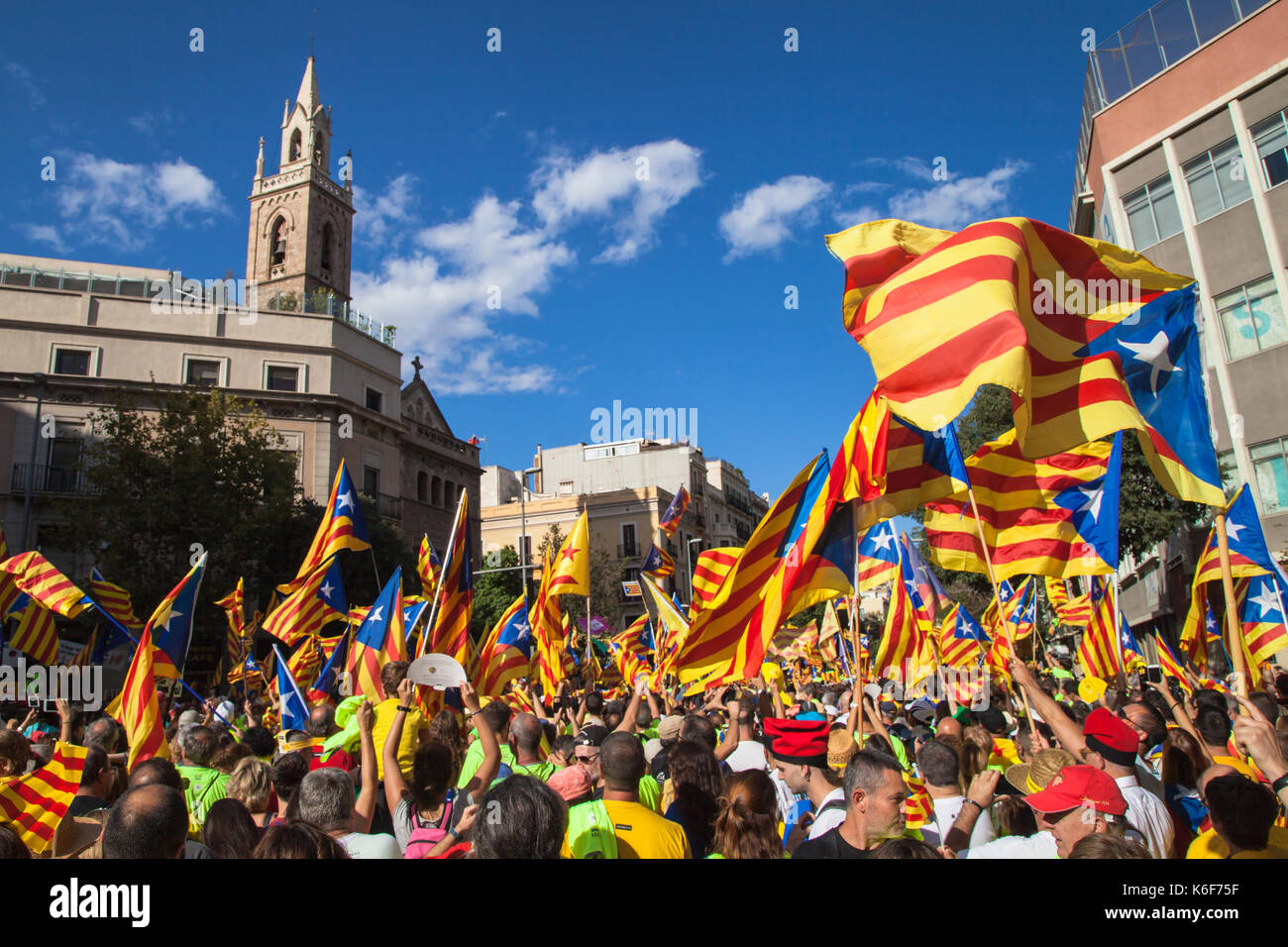 Barcelona, Spain - September 11, 2017: One million Catalans march for ...