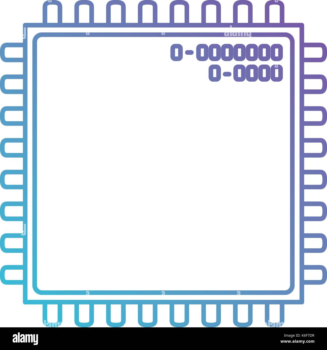 microchip closeup icon in color gradient silhouette from purple to blue ...
