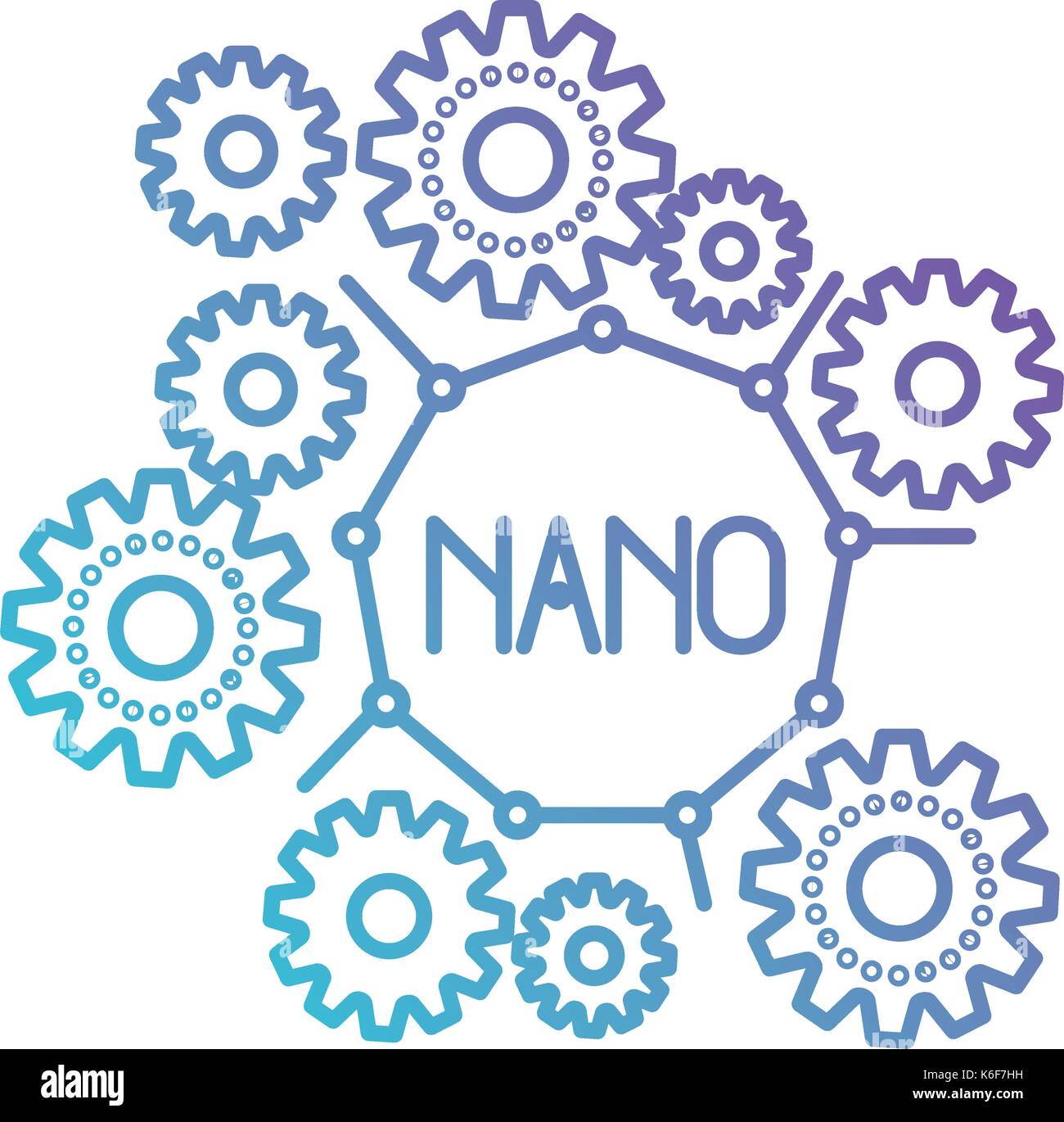 set gear machinery with nano molecular structure in color gradient ...