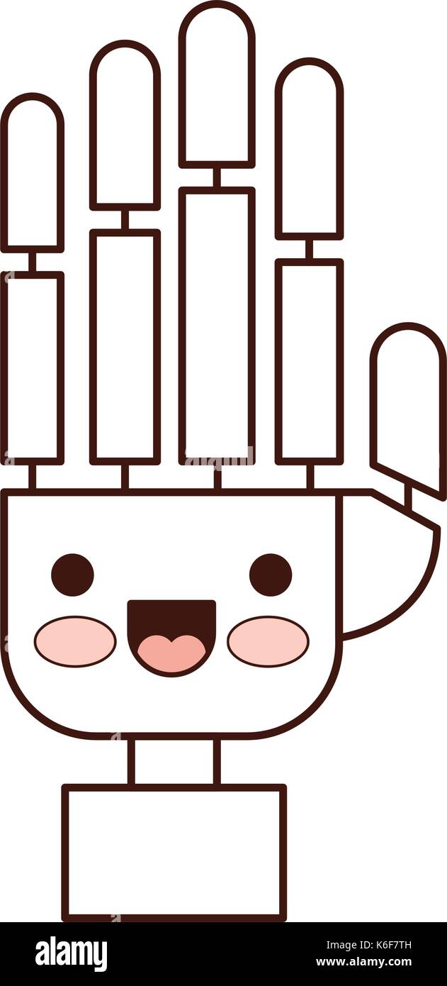 robot hand cartoon kawaii in monochrome silhouette Stock Vector Image ...