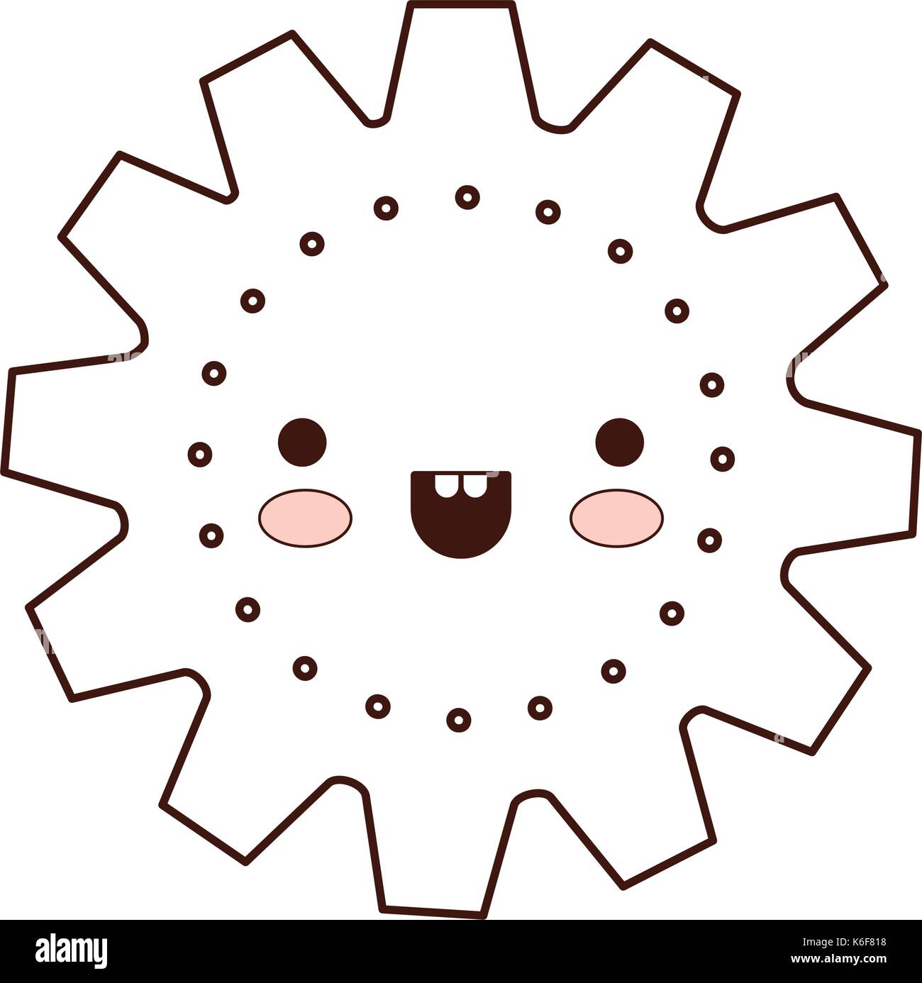 gear machinery cartoon kawaii in monochrome silhouette Stock Vector ...