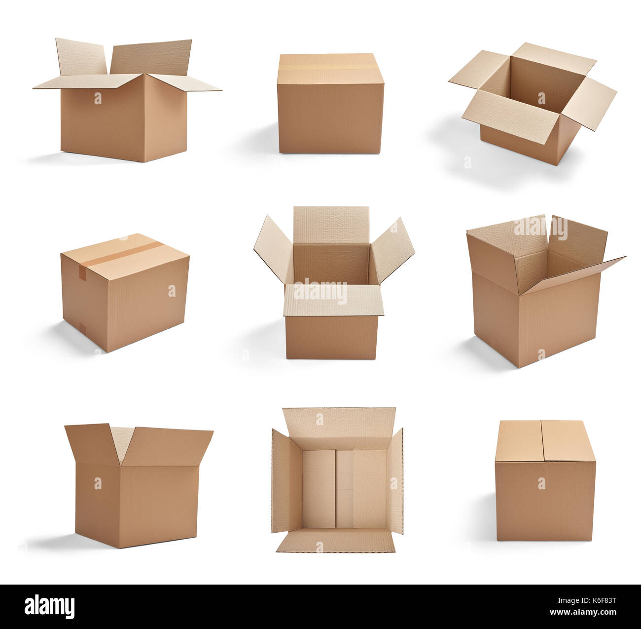 collection of various cardboard boxes on white background Stock Photo ...