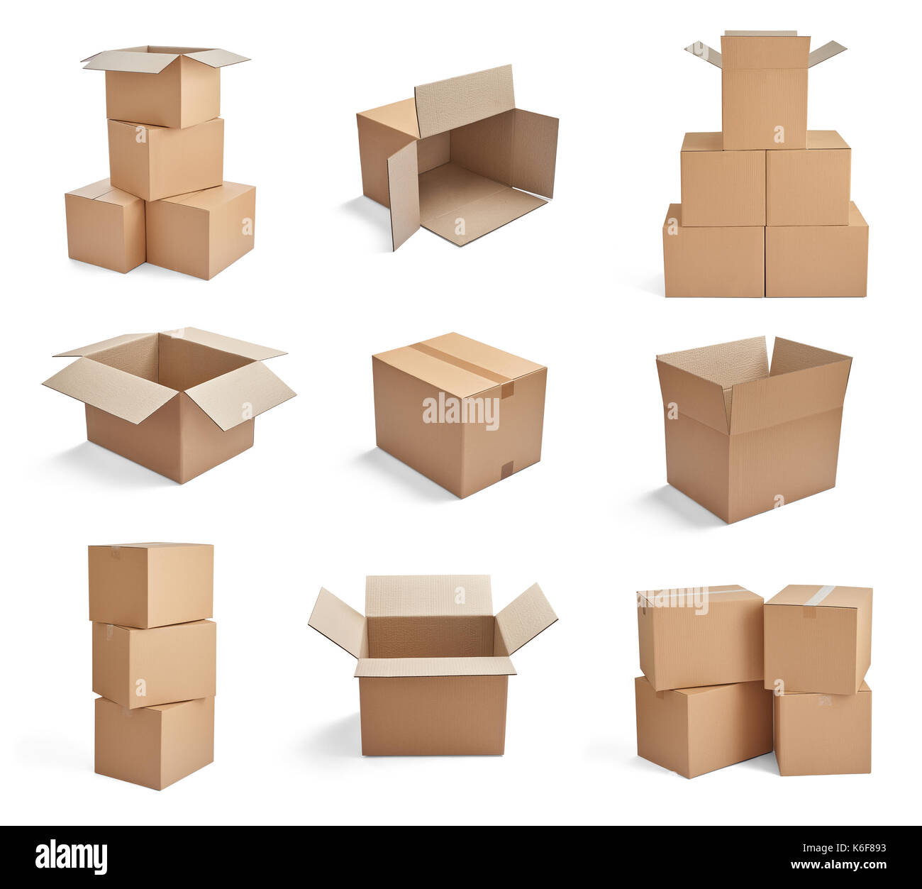 collection of various cardboard boxes on white background Stock Photo ...