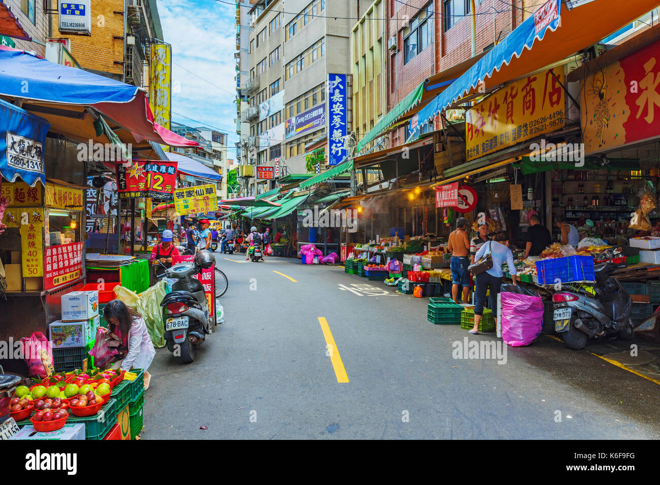 TAIPEI, TAIWAN - JULY 05: This is a view of Tamsui old street ...