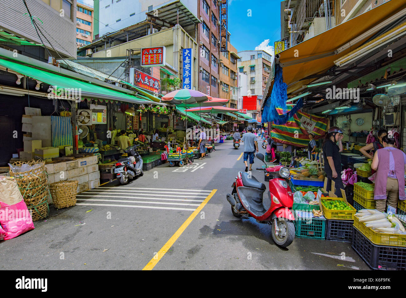 TAIPEI, TAIWAN - JULY 05: This is a view of Tamsui old street ...