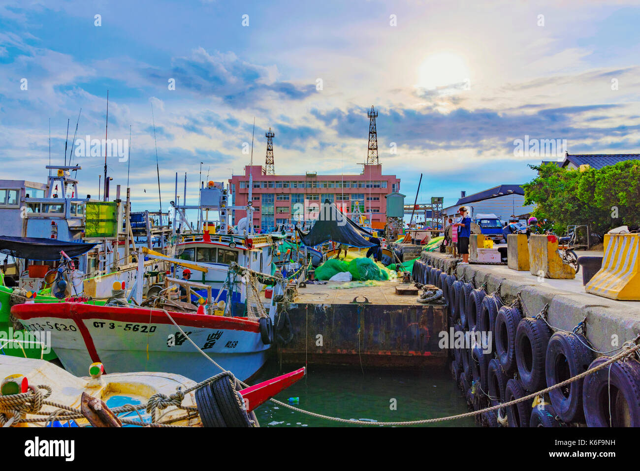 TAIPEI, TAIWAN - JULY 05: This is a view of Tamsui fisherman's wharf ...