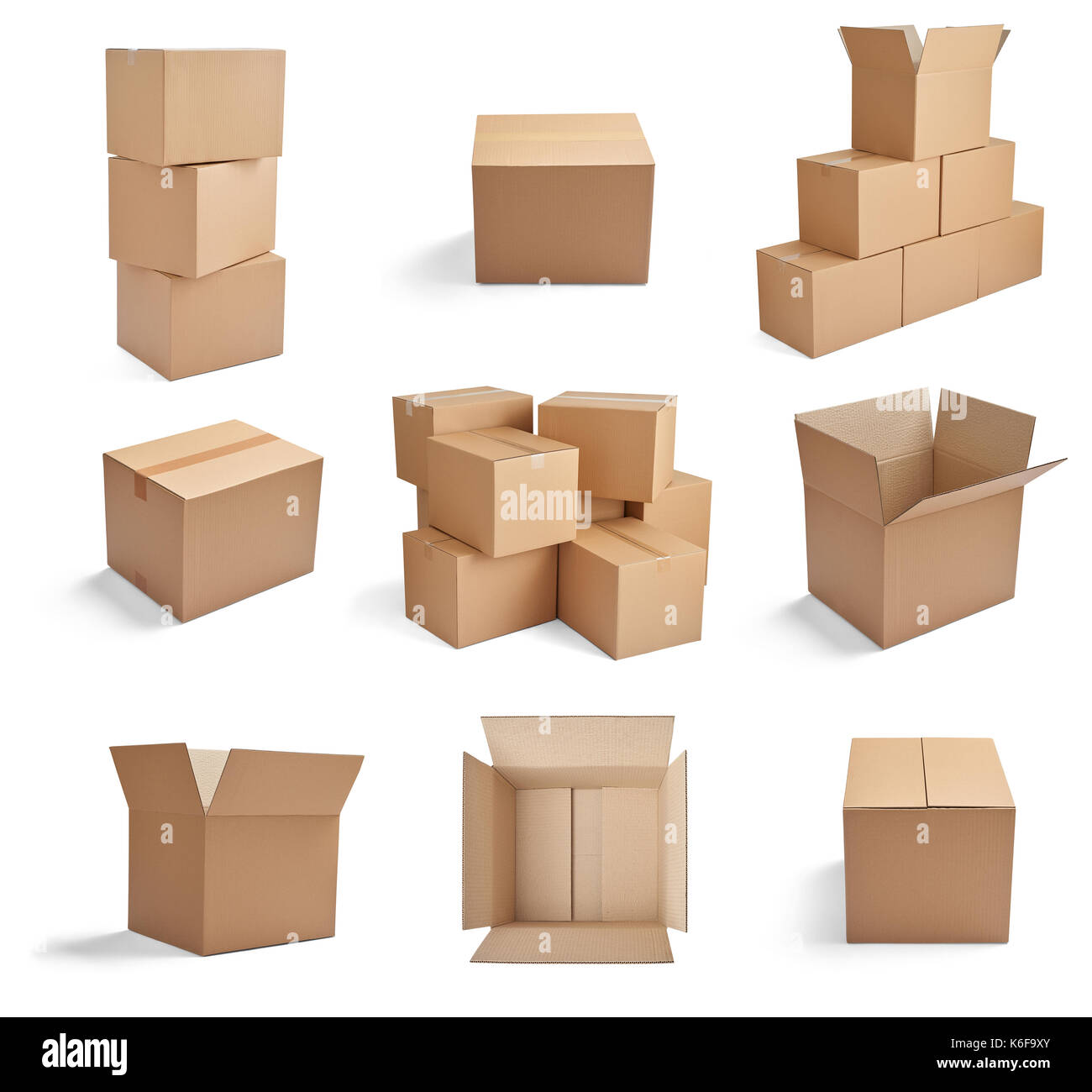collection of various cardboard boxes on white background Stock Photo ...