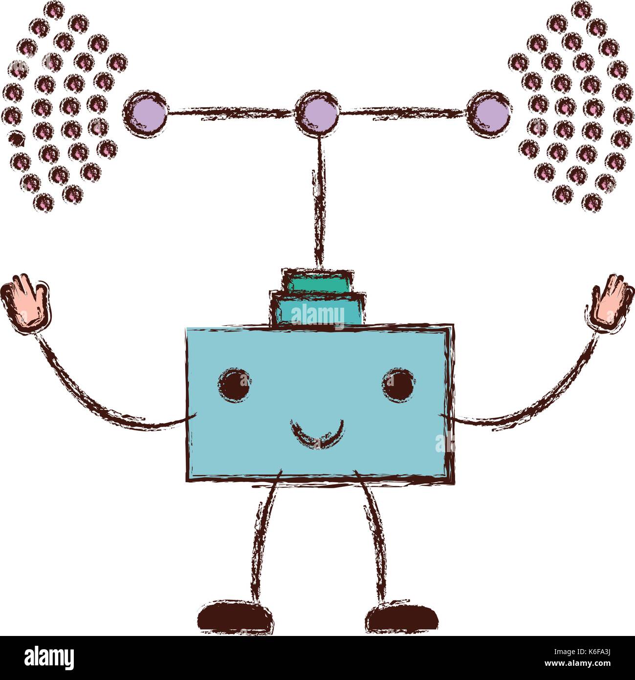 transmission antenna cartoon kawaii in colorful blurred silhouette ...