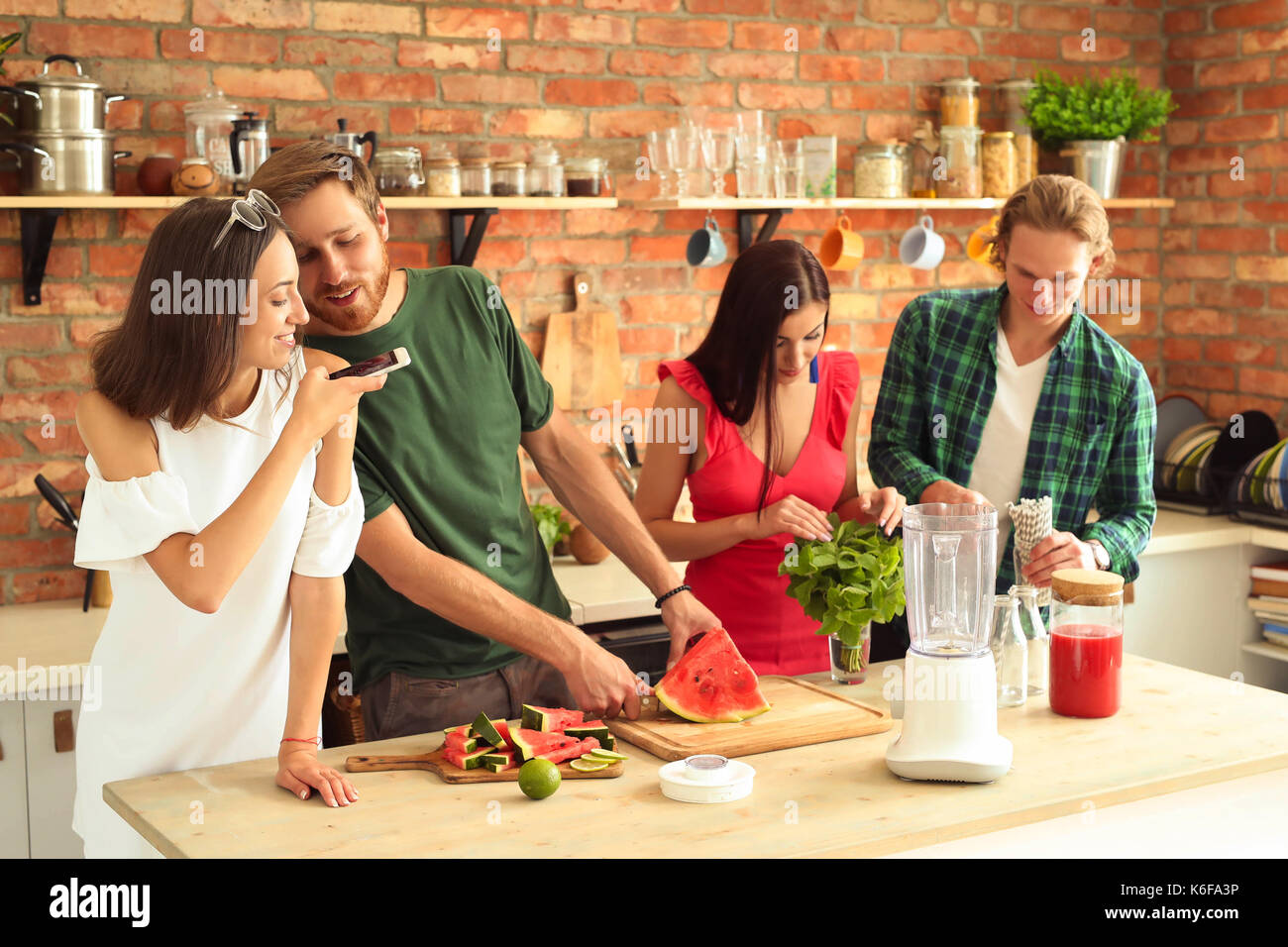 People at kitchen Stock Photo - Alamy