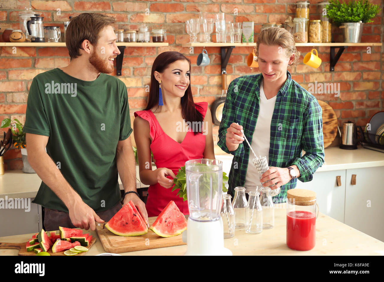 People at kitchen Stock Photo - Alamy
