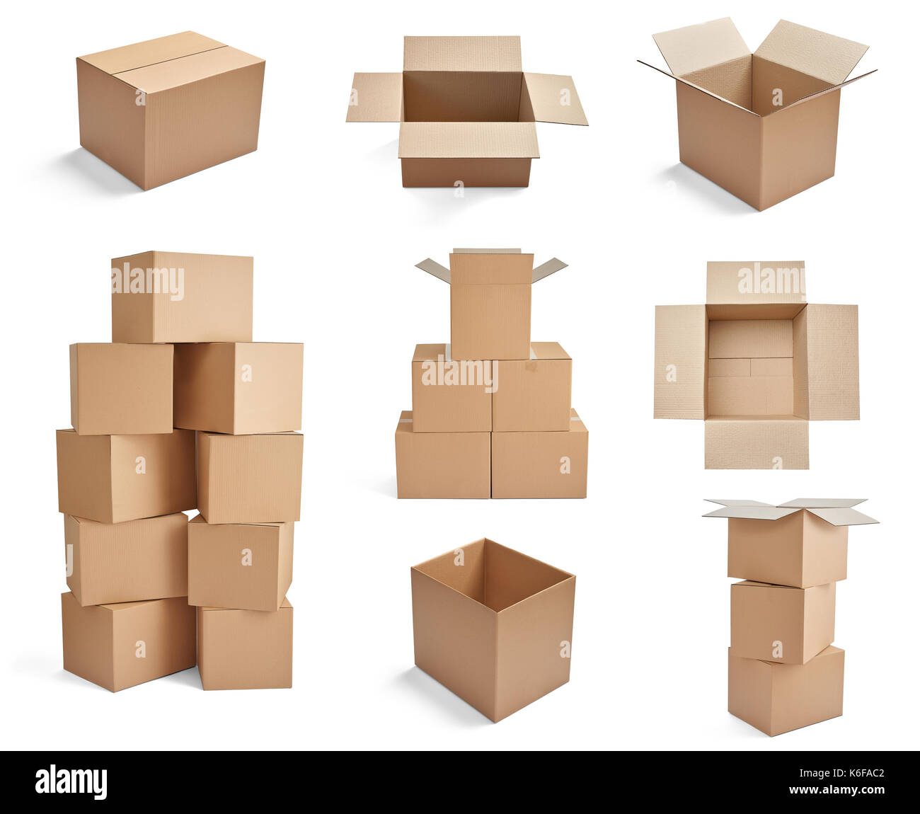 collection of various cardboard boxes on white background Stock Photo ...