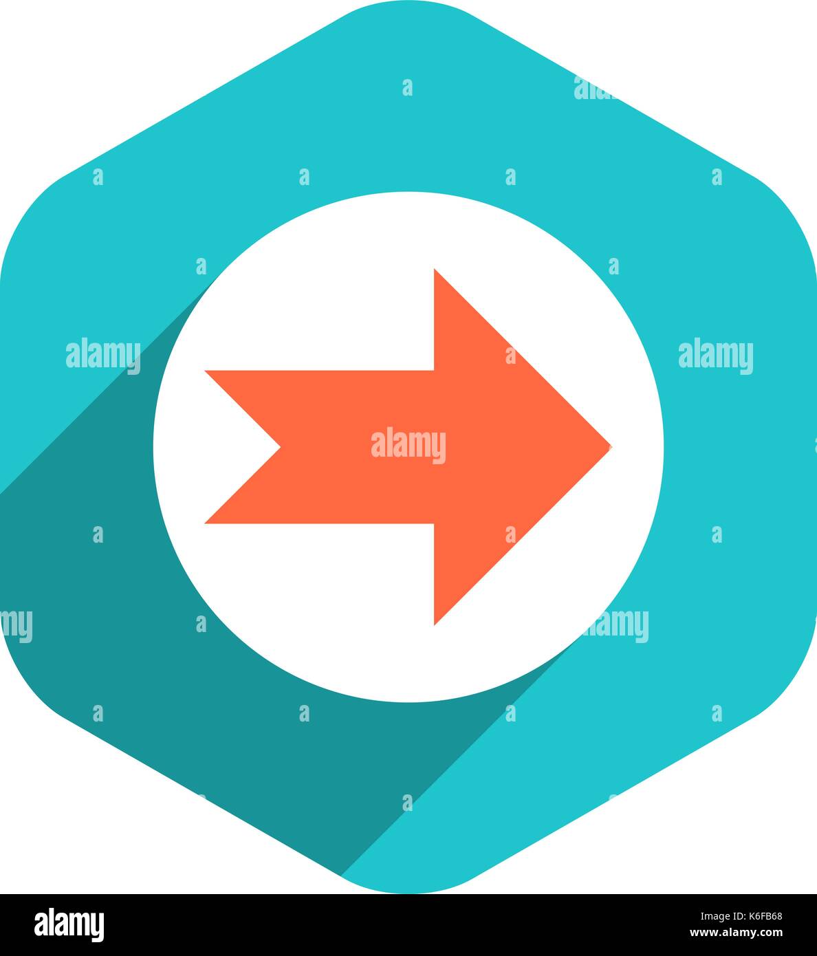 Use it in all your designs. Arrow sign on round icon in hexagon shape ...