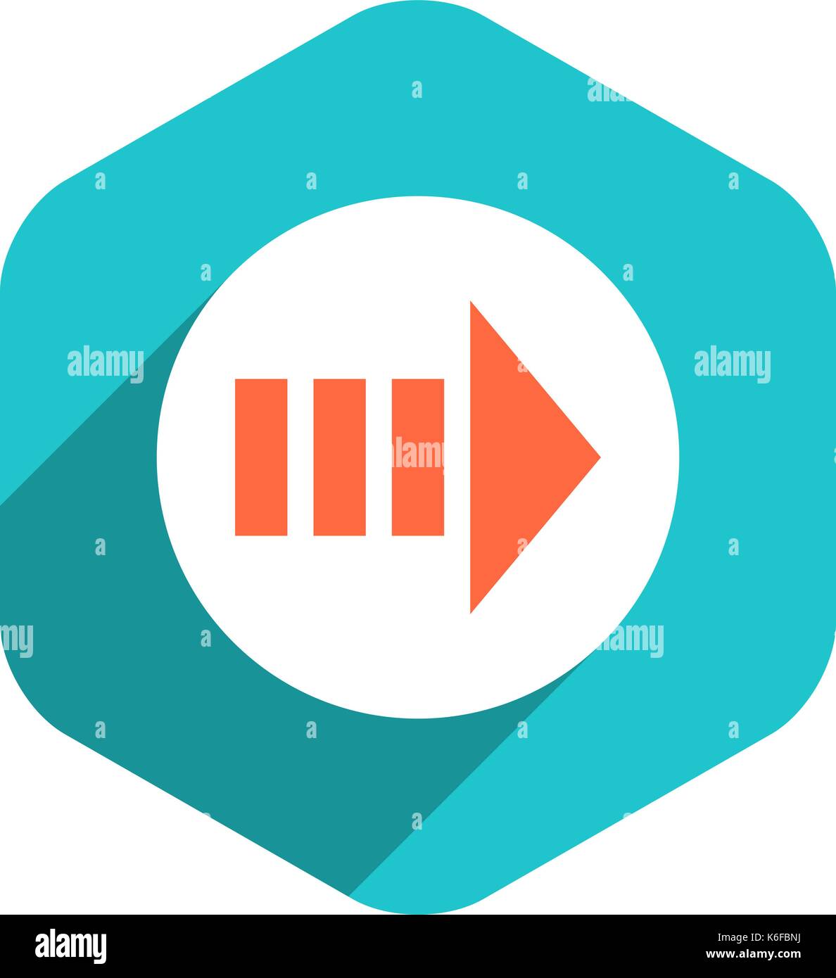 Use it in all your designs. Arrow sign on round icon in hexagon shape ...