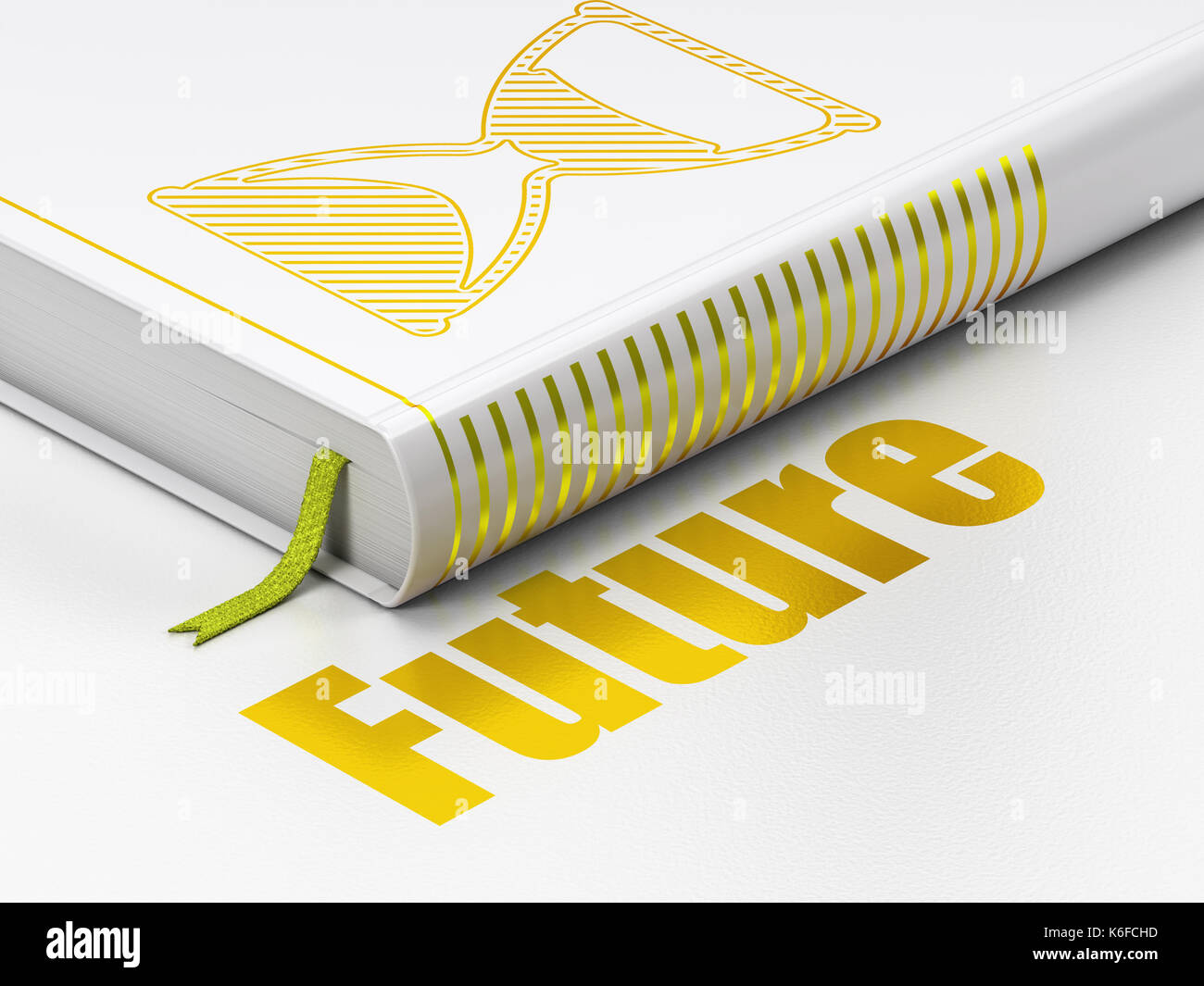Timeline concept: book Hourglass, Future on white background Stock ...