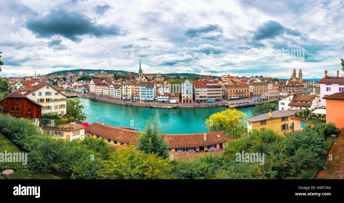 Beautiful view of historic city center of Zurich, Switzerland Stock ...