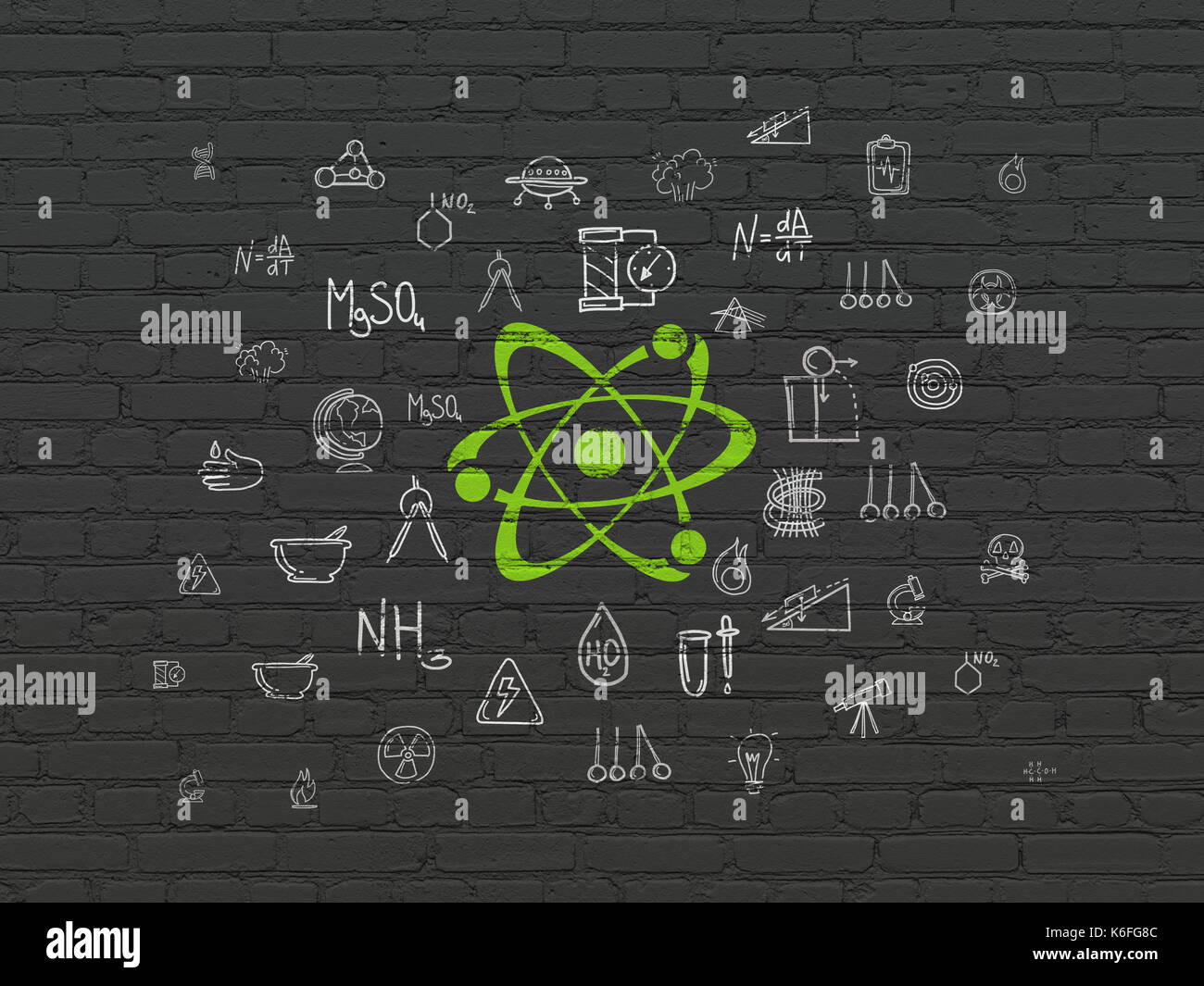 Science concept: Molecule on wall background Stock Photo - Alamy