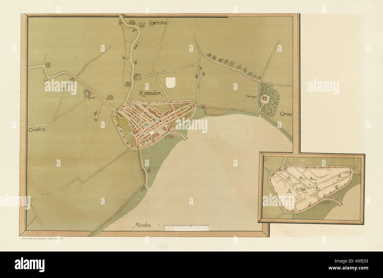 Diverse kaarten en plattegronden van Rotterdam uit de 16e en 17e eeuw ...