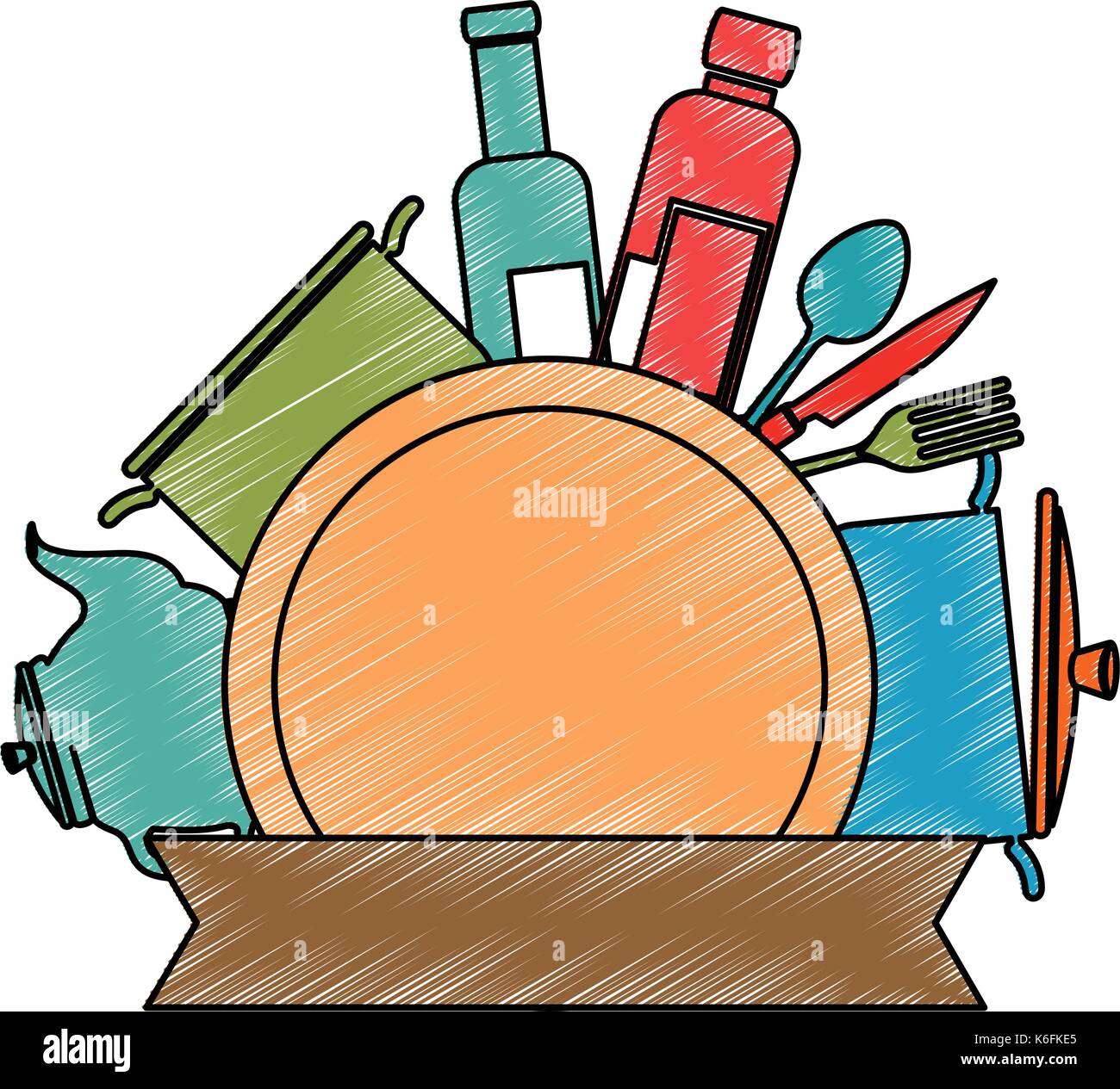 kitchen set equipment emblem vector illustration design Stock Vector ...