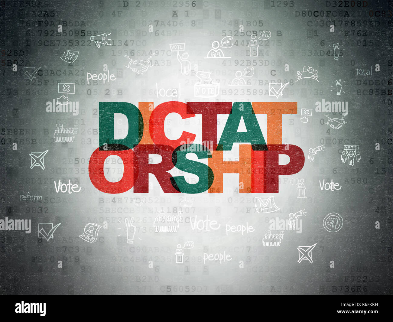 Politics concept: Dictatorship on Digital Data Paper background Stock ...