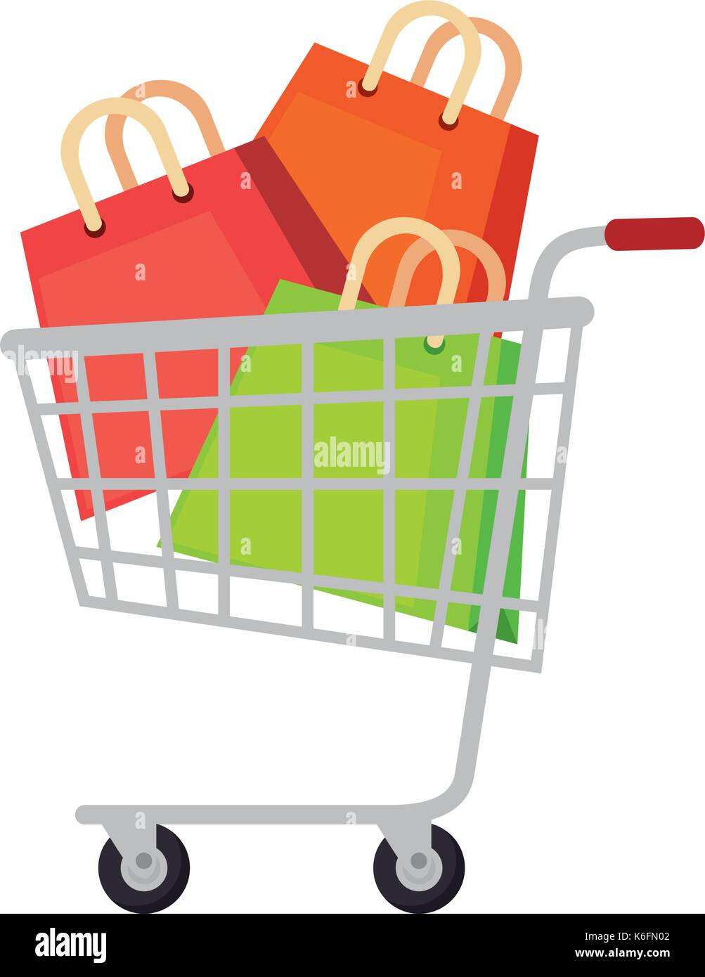 shopping cart with bags vector illustration design Stock Vector Image ...