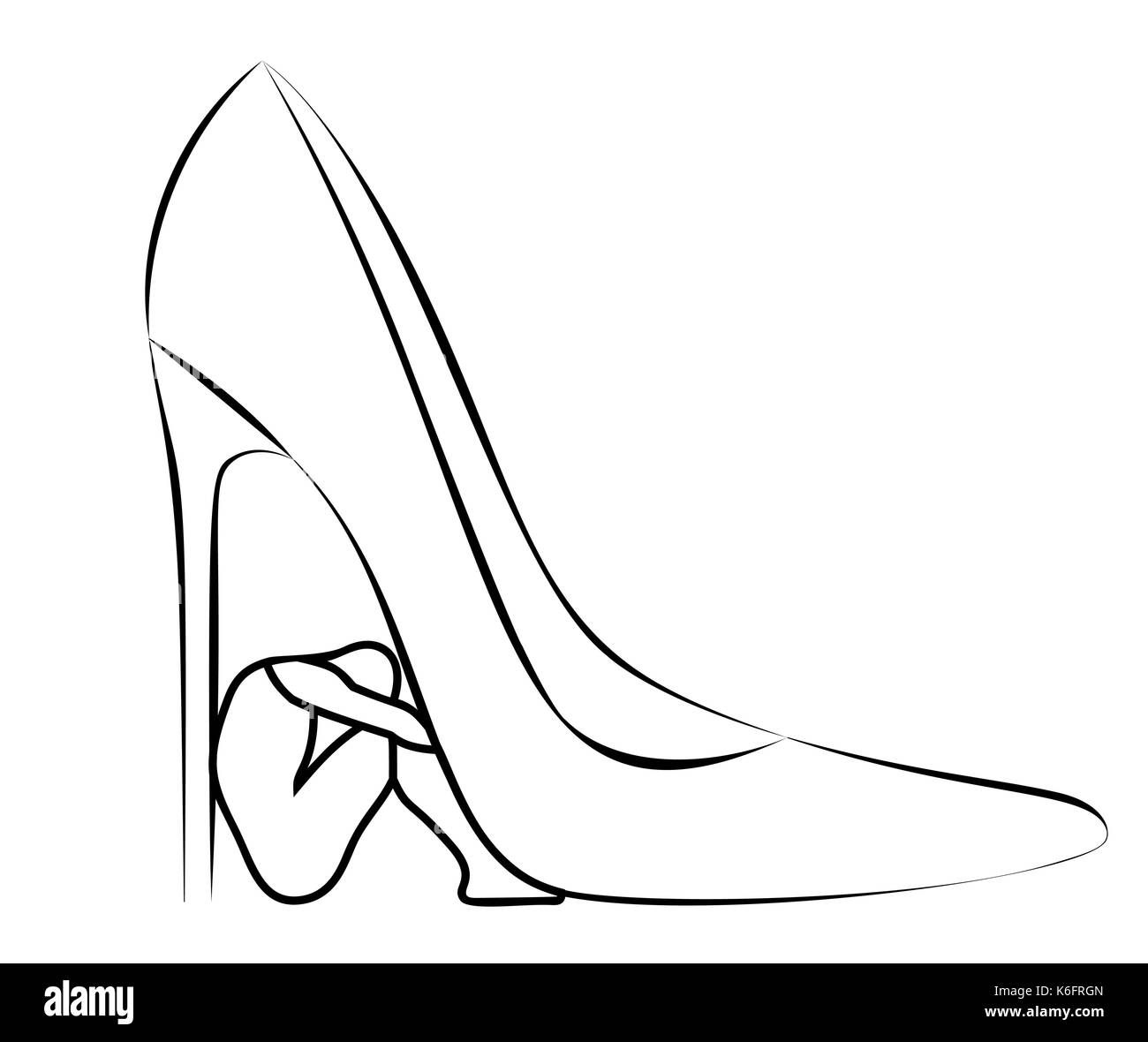 henpecked - a man under a heel of woman shoes, line vector drawing ...