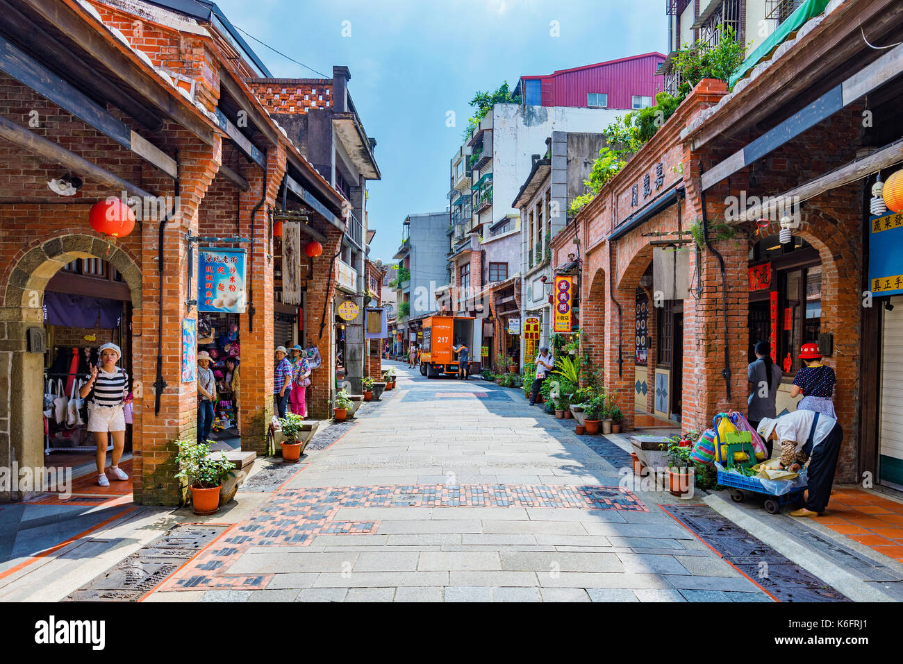 TAIPEI, TAIWAN - JUNE 29: This is Shenkeng old street a famous old ...