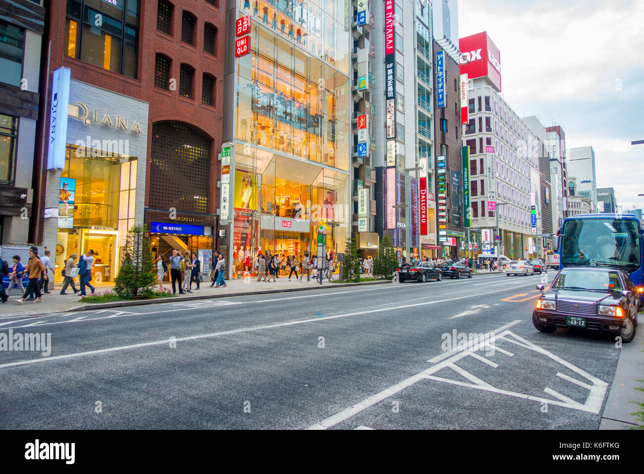 TOKYO, JAPAN JUNE 28 - 2017: Beautiful view of Ginza district in Tokyo ...