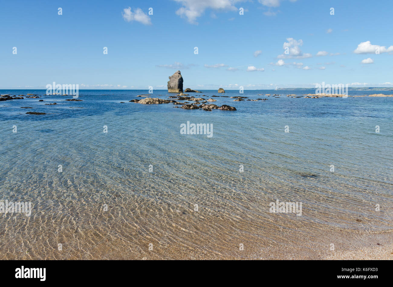 Rock pools on the beach at South Milton Sands, Thurlestone in South ...
