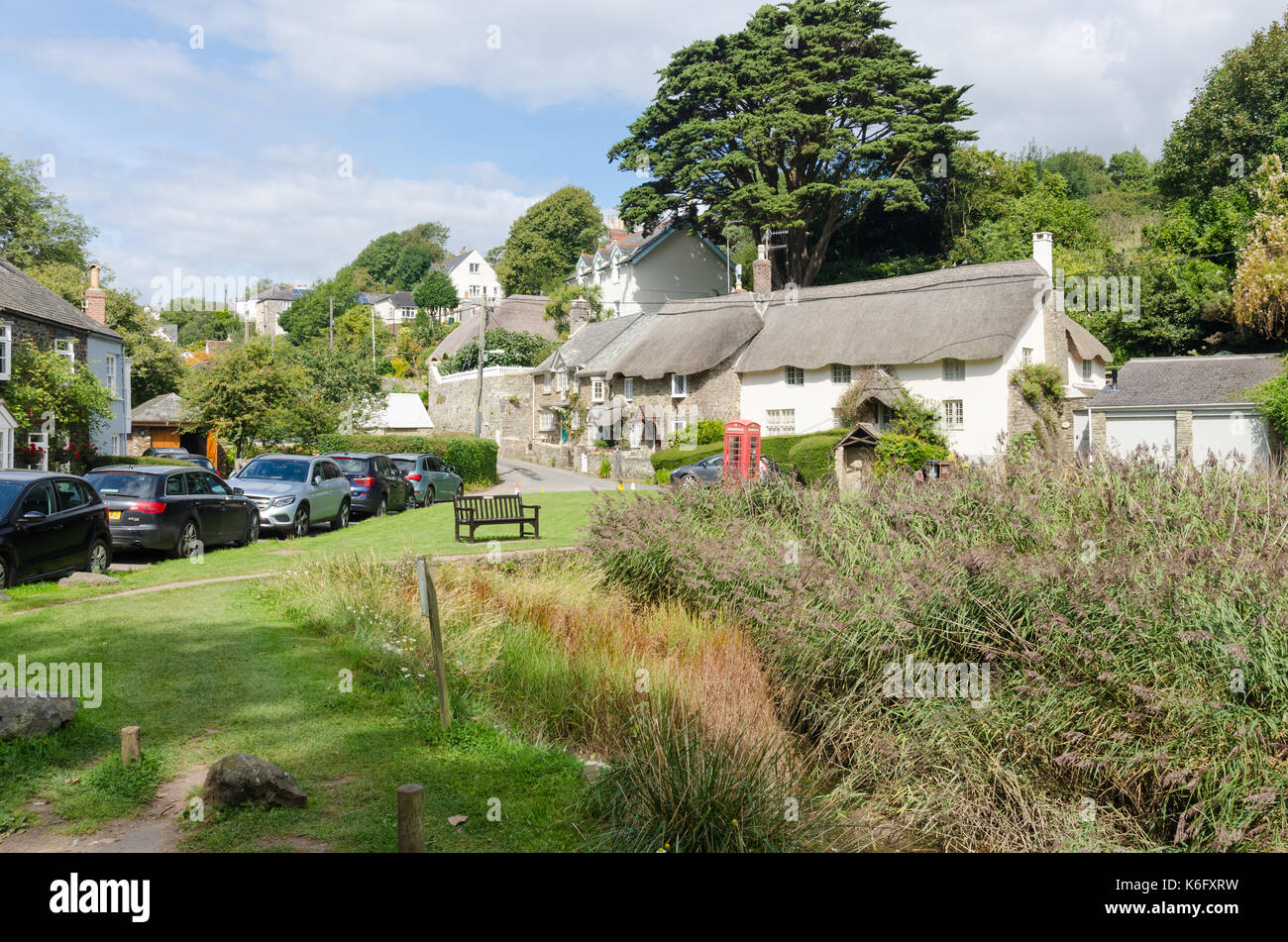 Pretty houses and cottages in Batson, Salcombe, Devon Stock Photo - Alamy