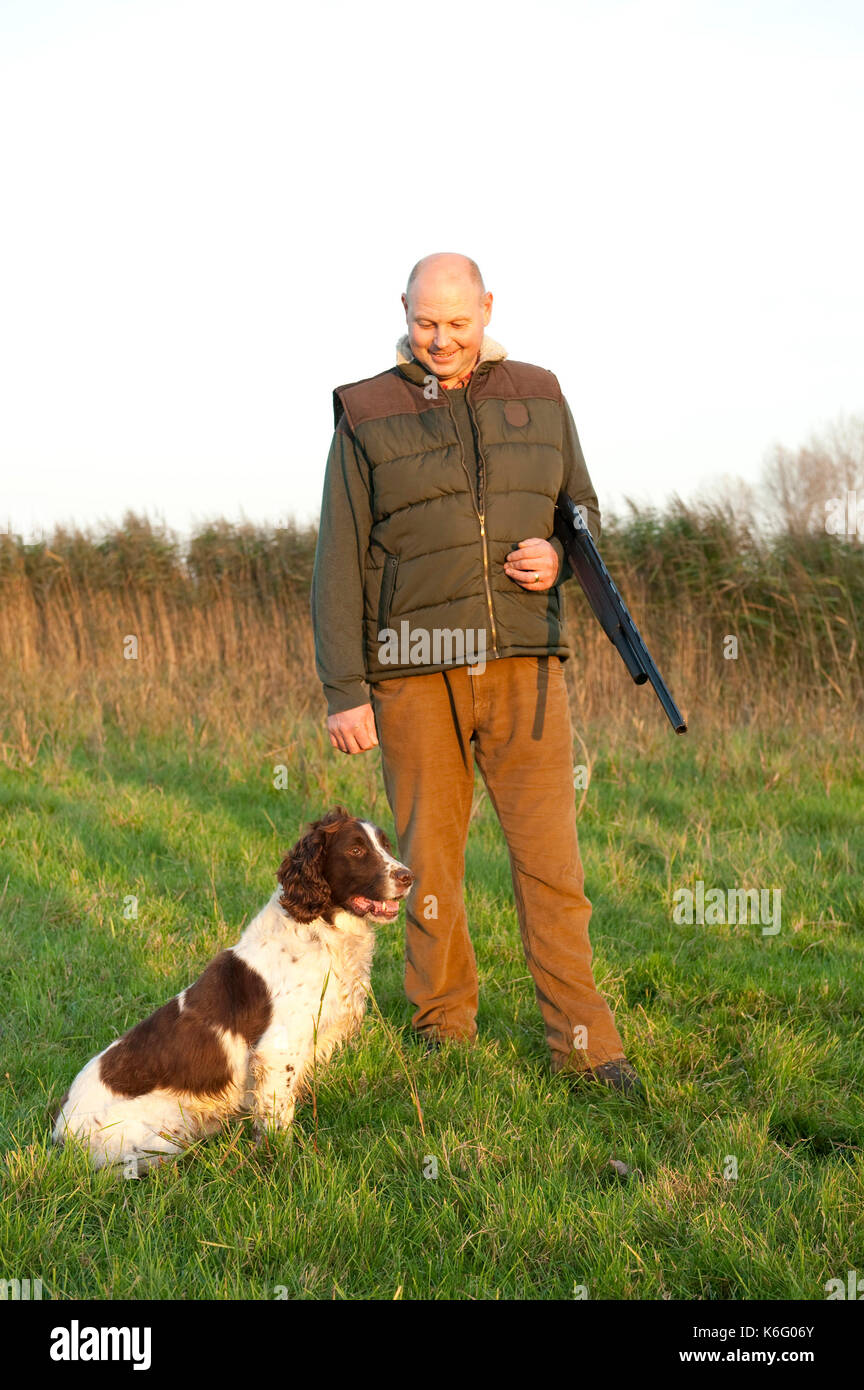 Gundog with Handler and Gun - Jamie Deacon Stock Photo - Alamy
